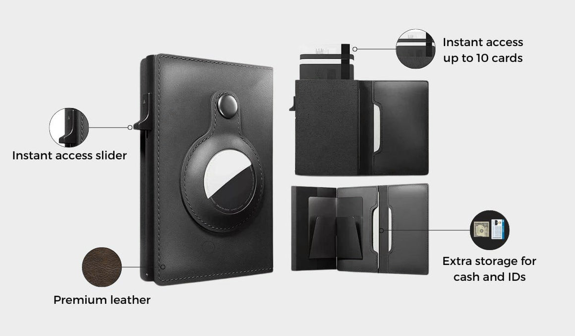 AirTag Trackable Leather Wallet | RFID Blocking | 1-14 Cards Storage ...